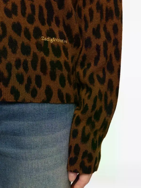 Zadig&Voltaire Soulo Lc Leopard Print Crew Neck Sweater - Brown