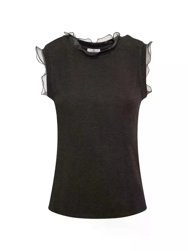 FRACOMINA Ruffle-trim Sleeveless Top - Black