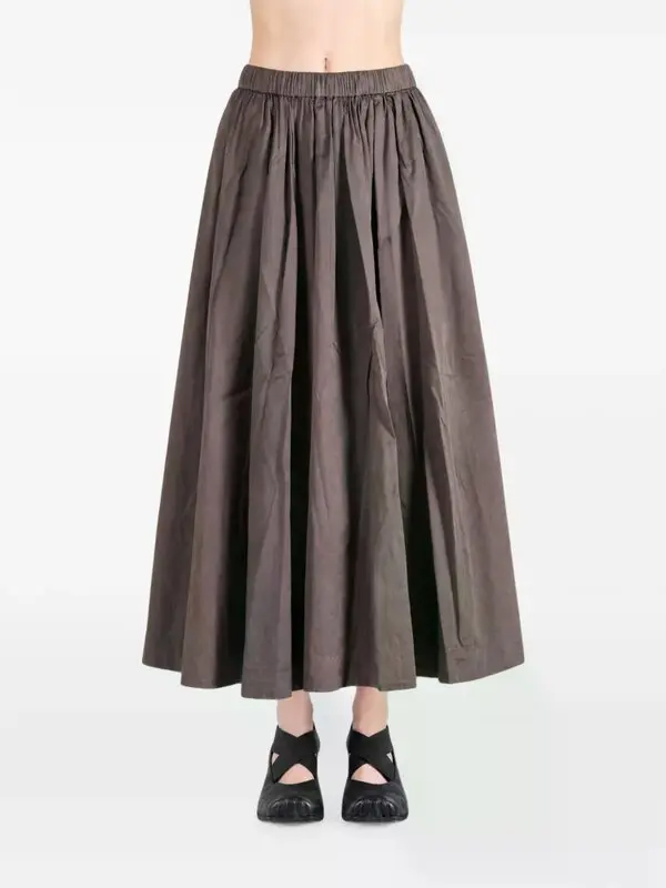 CASEY CASEY A-line Gathered Elasticated-waist Midi Skirt - Brown