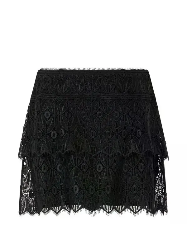 Alberta Ferretti Layered Lace A-line Mini Skirt