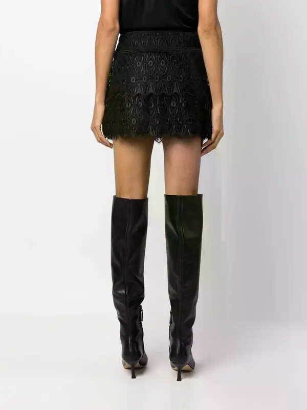 Alberta Ferretti Layered Lace A-line Mini Skirt