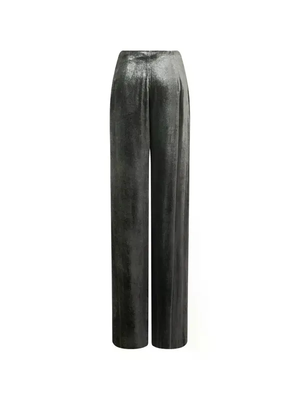 Alberta Ferretti Metallic-effect Straight-leg Trousers