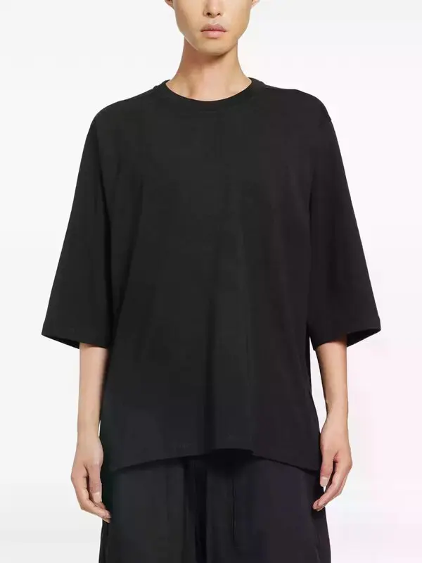 THOM KROM Graphic-print Elbow-sleeve T-shirt - Black