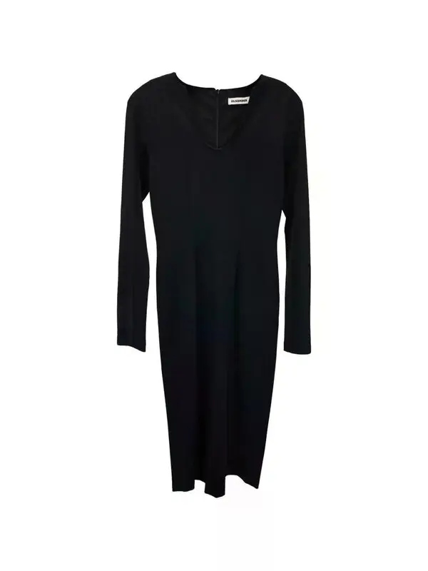 JIL SANDER Scoop Neck Long Sleeve Midi Dress