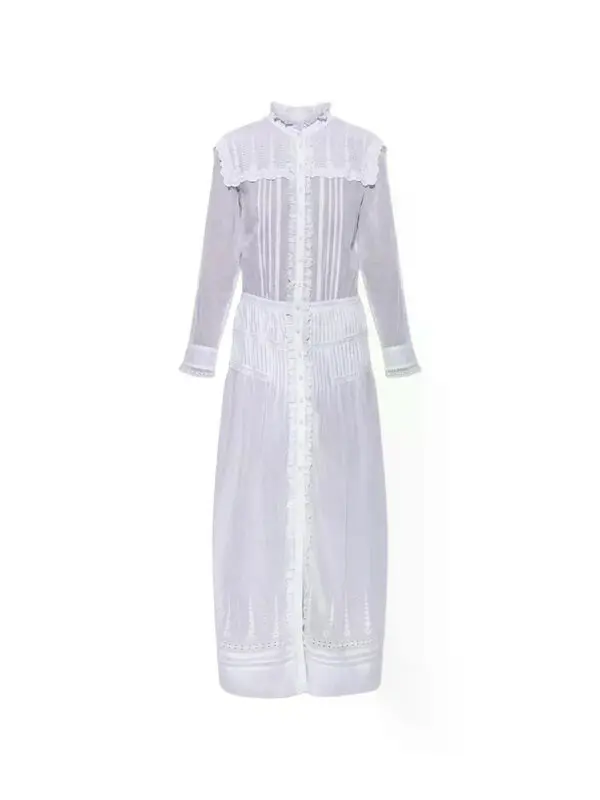 MARANT ETOILE Ruffled Embroidered Maxi Dress - White