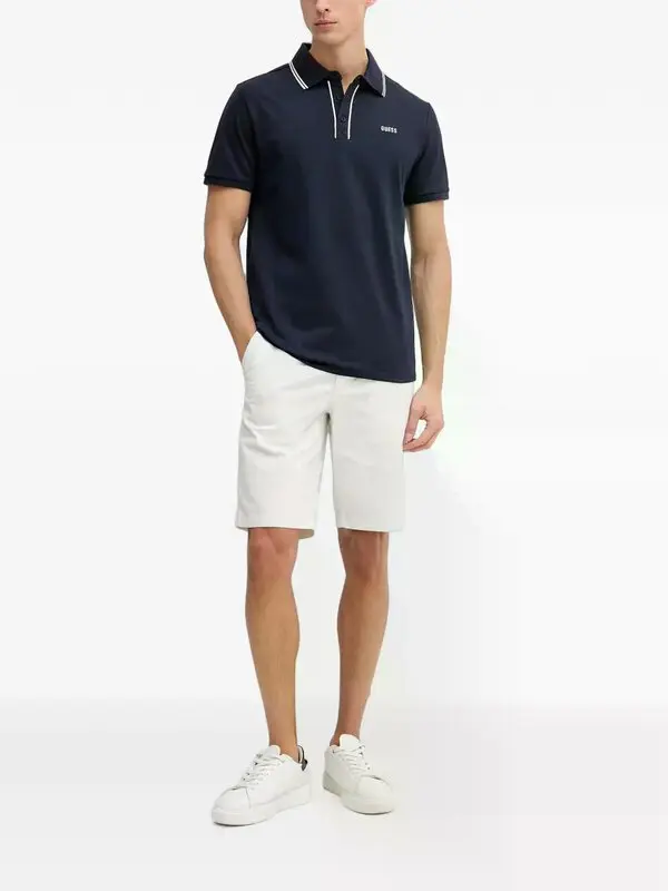 Guess Piqué-texture Tipped Polo Shirt - Blue