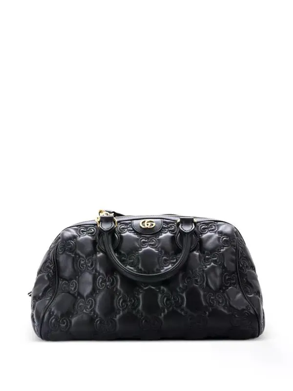 Gucci Ophidia Convertible Boston Top Handle Bag Gg Matelassé Leather Medium Satchel - Black