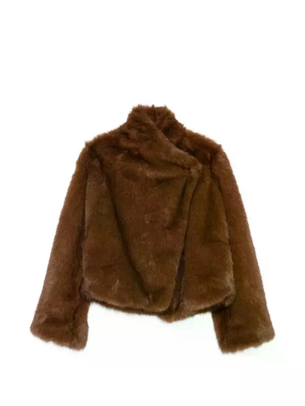 B&B COUTURE Faux Fur Lapel Collar Coat