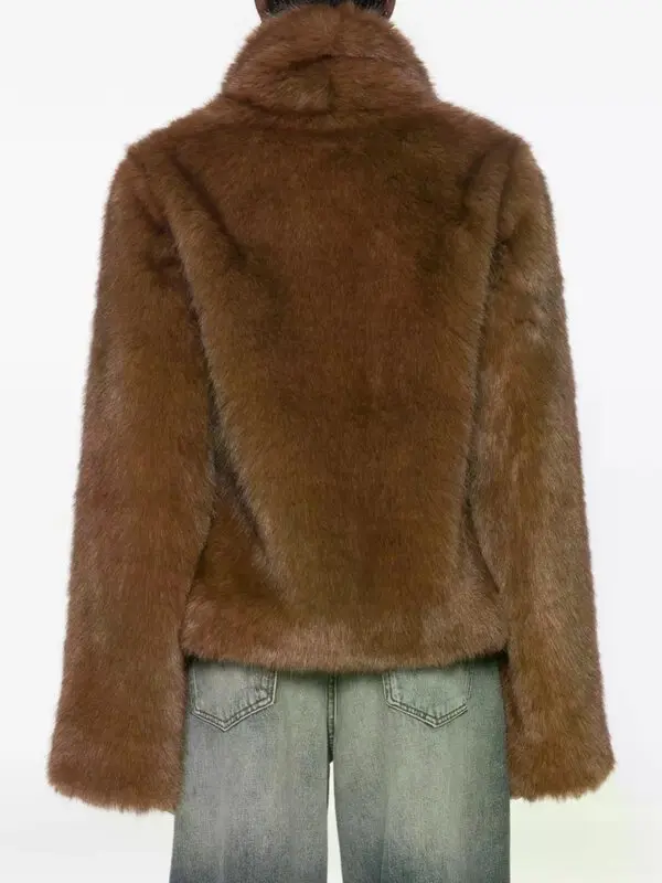 B&B COUTURE Faux Fur Lapel Collar Coat