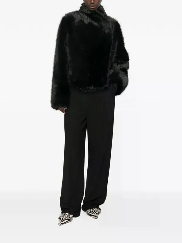 B&B COUTURE Faux-fur Funnel Neck Coat