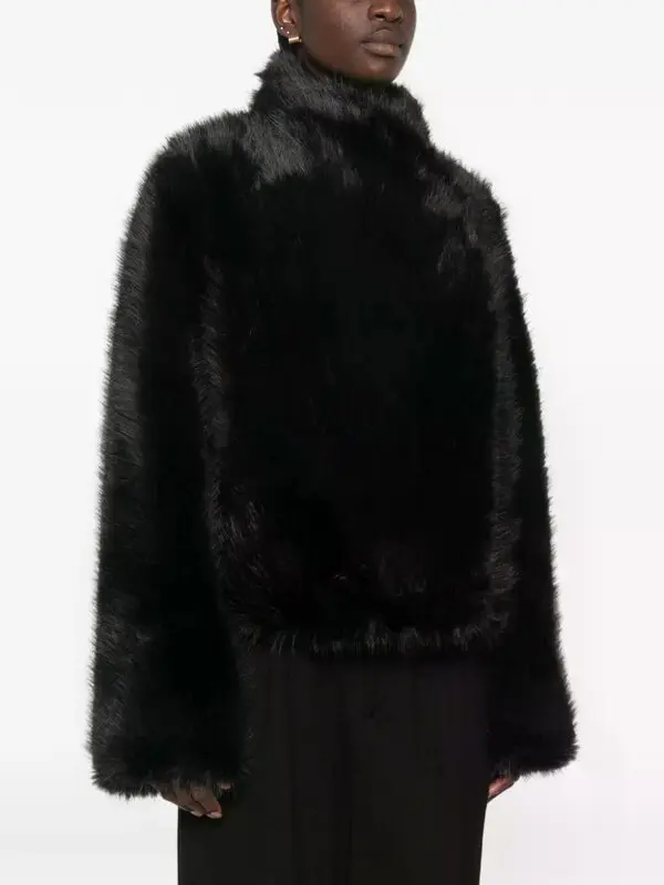 B&B COUTURE Faux-fur Funnel Neck Coat