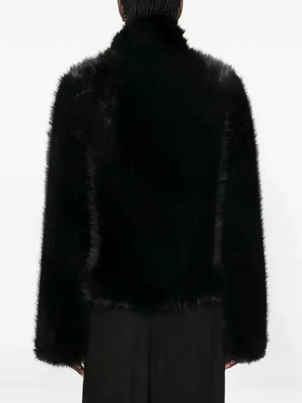 B&B COUTURE Faux-fur Funnel Neck Coat