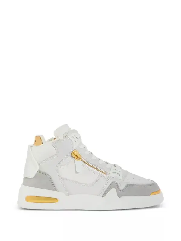 GIUSEPPE ZANOTTI Bimaterial High-top Sneakers With Double Side Zip - White