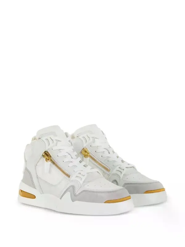GIUSEPPE ZANOTTI Bimaterial High-top Sneakers With Double Side Zip - White
