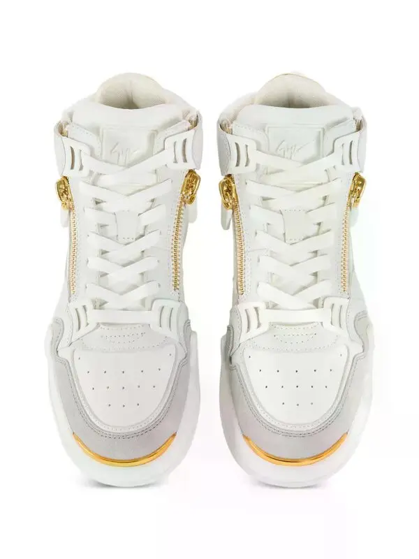 GIUSEPPE ZANOTTI Bimaterial High-top Sneakers With Double Side Zip - White