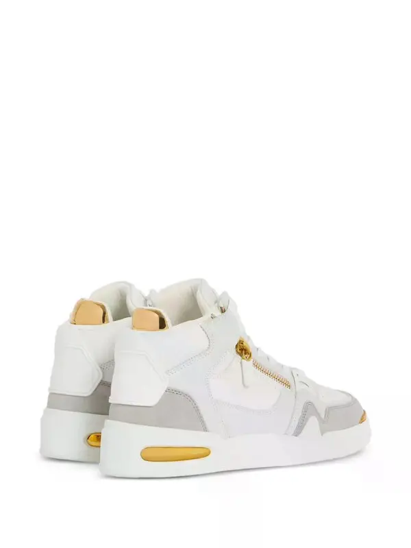 GIUSEPPE ZANOTTI Bimaterial High-top Sneakers With Double Side Zip - White