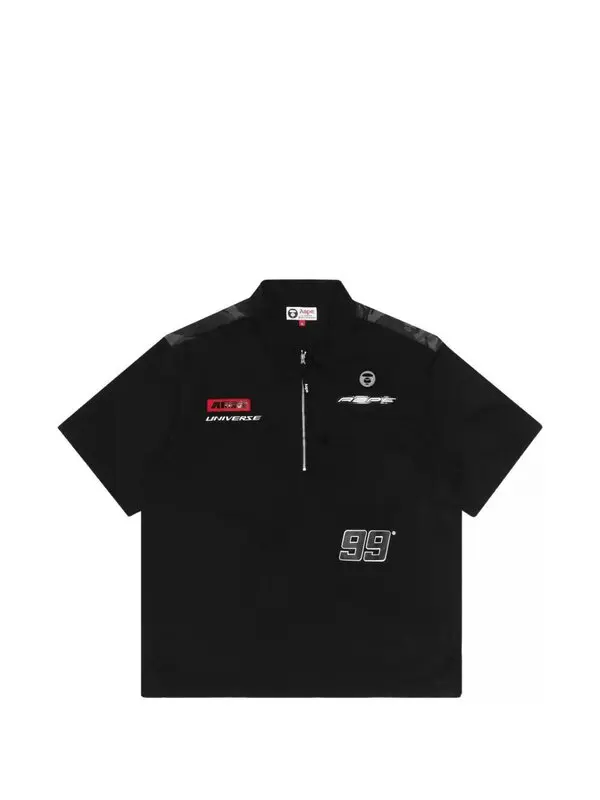 AAPE BY *A BATHING APE Logo-print Zip-fastening Polo Shirt - Black