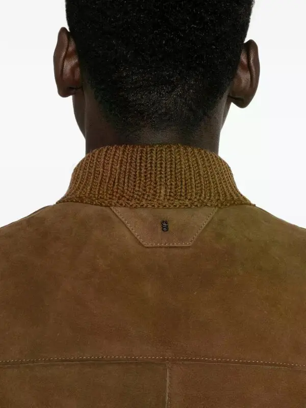 SALVATORE SANTORO Suede Bomber Jacket With Ribbed Trim