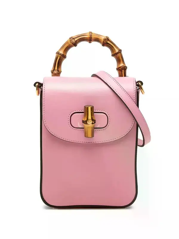 Gucci Calfskin Bamboo Top Handle Satchel - Pink