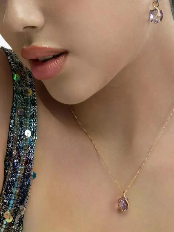 LISA NIK Rose Gold Quartz And Diamond Earring Charms