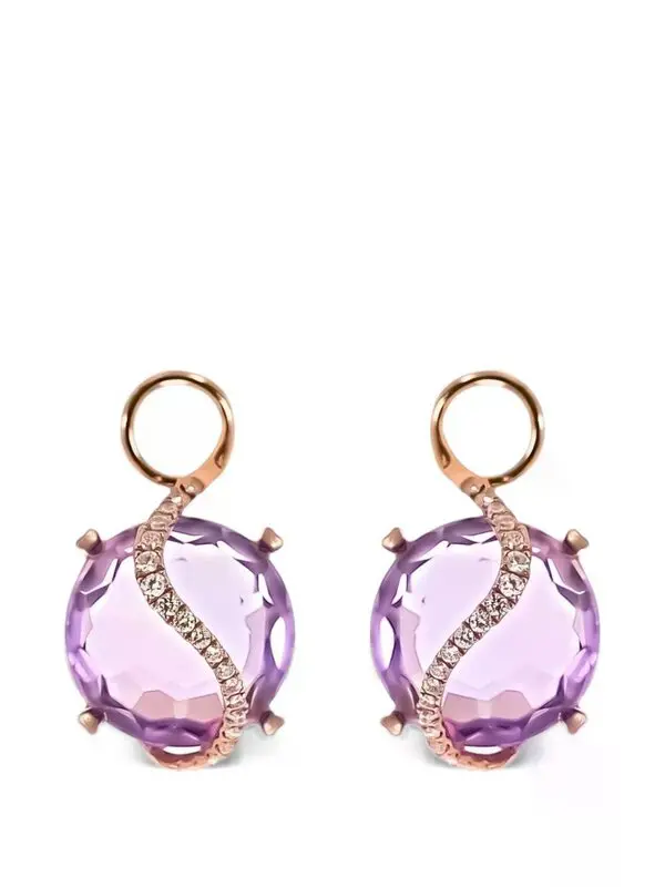 LISA NIK Rose Gold Quartz And Diamond Earring Charms - Pink