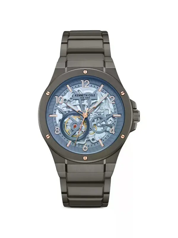 KENNETH COLE Skeleton-dial Automatic 42mm Watch - Blue