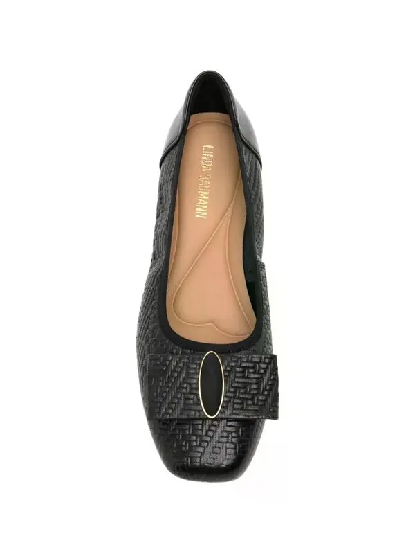 LINDA BAUMANN Bow Detail Ballet Flats - Black