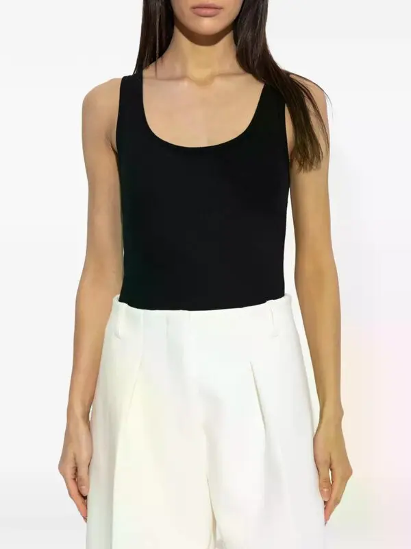 SAMSOE SAMSOE Ribbed-knit Scoop Neck Sleeveless Top - Black