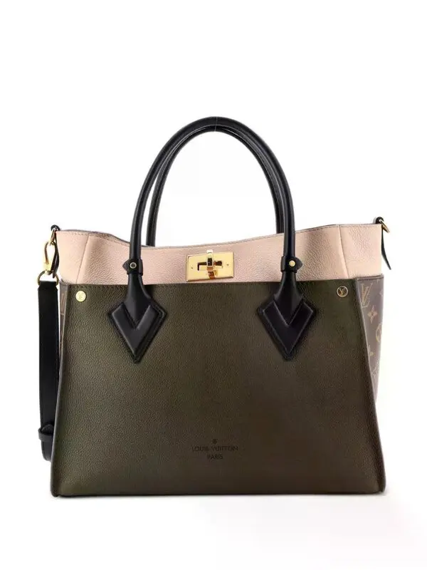 LOUIS VUITTON On My Side Leather With Monogram Canvas Mm Tote Bag - Green