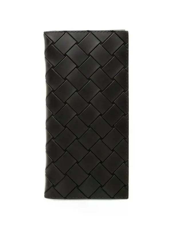 Bottega Veneta 2012-2026 Calfskin Intrecciato Bifold Wallet Long Wallets - Black