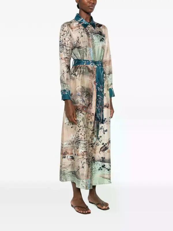 PIERRE-LOUIS MASCIA Graphic Print Belted Midi Dress