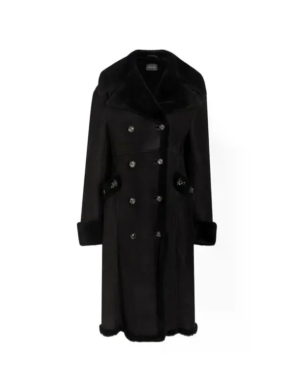 Simone Rocha Double-breasted Shearling-trimmed Coat