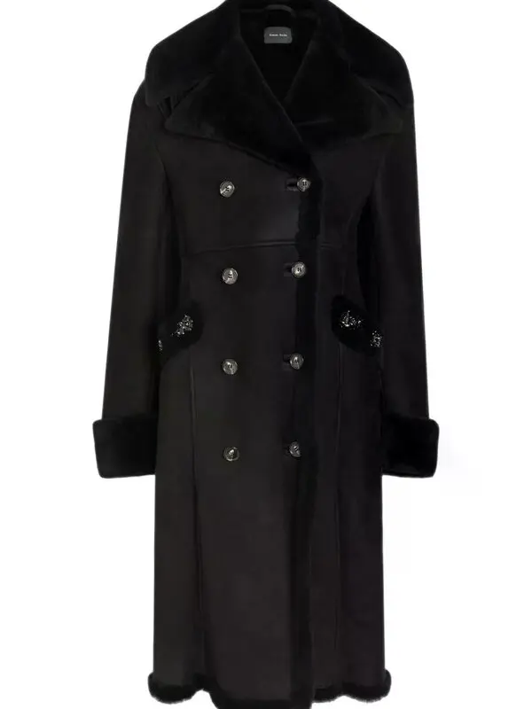 Simone Rocha Double-breasted Shearling-trimmed Coat