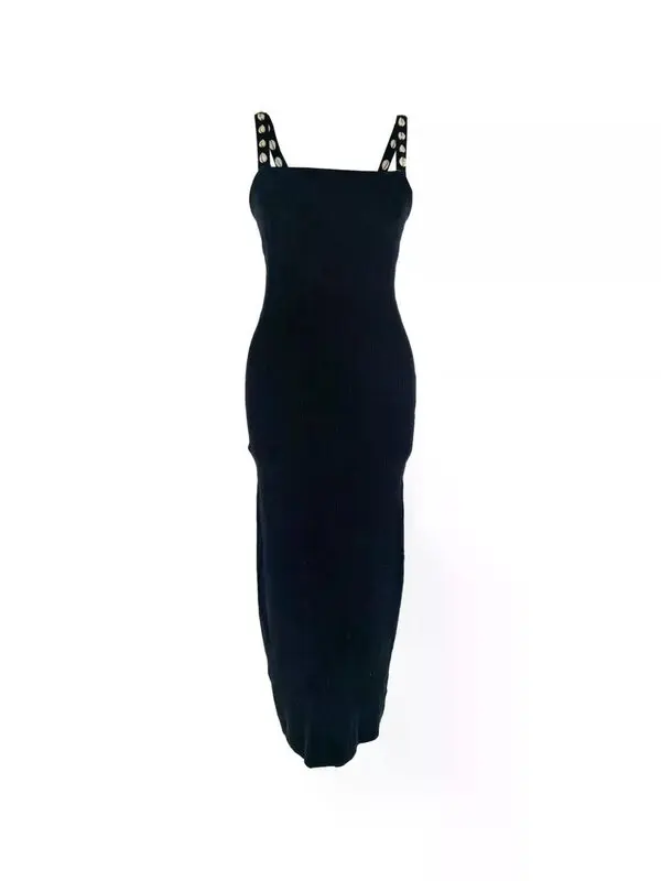 Staud Ribbed Shell-embellished Square Neck Dress