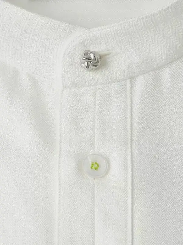 Shanghai Tang Herringbone-weave Short-sleeved Polo Shirt