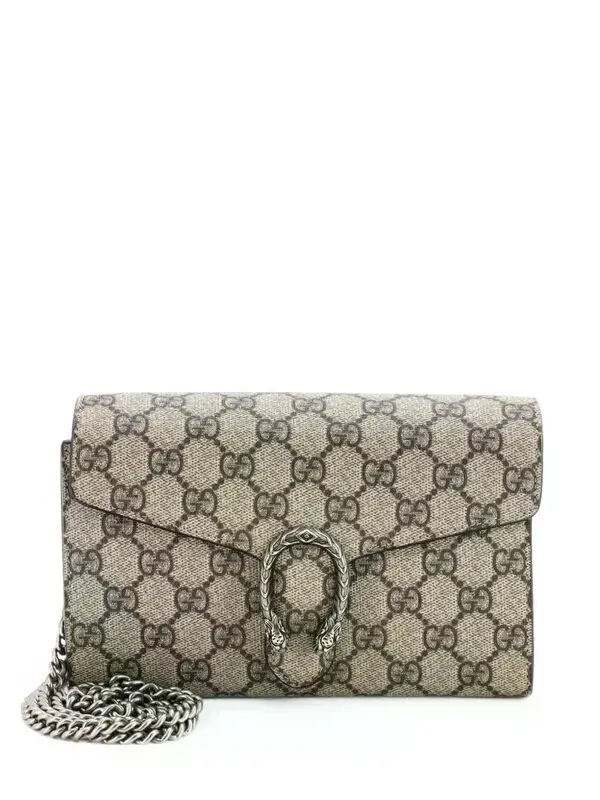 Gucci Dionysus Chain Wallet Gg Coated Canvas Small Crossbody Bag - Brown