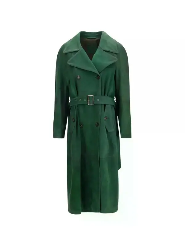 VALSTAR Double-breasted Belted Trench Coat - Green