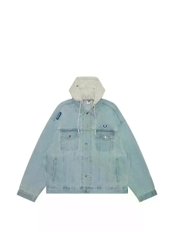 AAPE BY *A BATHING APE Moonface Logo Hooded Denim Jacket