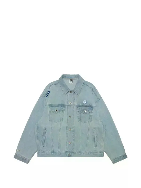 AAPE BY *A BATHING APE Moonface Logo Hooded Denim Jacket
