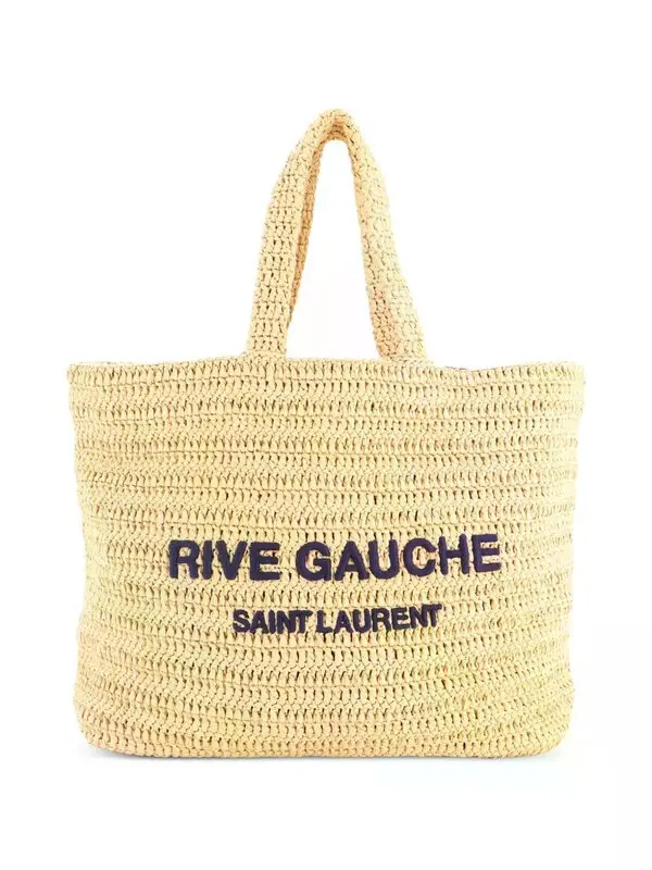 Saint Laurent Rive Gauche Raffia Tote Bag - Neutrals