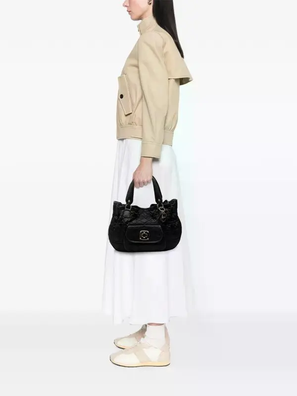 Dior 2009 Nylon Cannage Charming Lock Tote Bag - Black