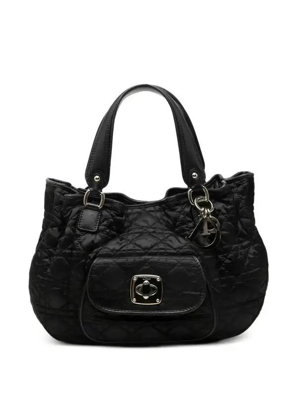 Dior 2009 Nylon Cannage Charming Lock Tote Bag - Black