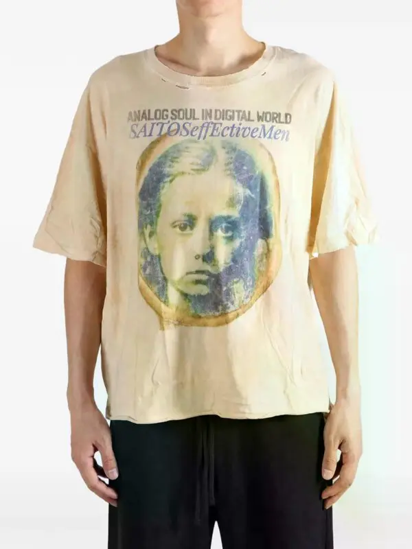 SAITOS Graphic-print Distressed T-shirt