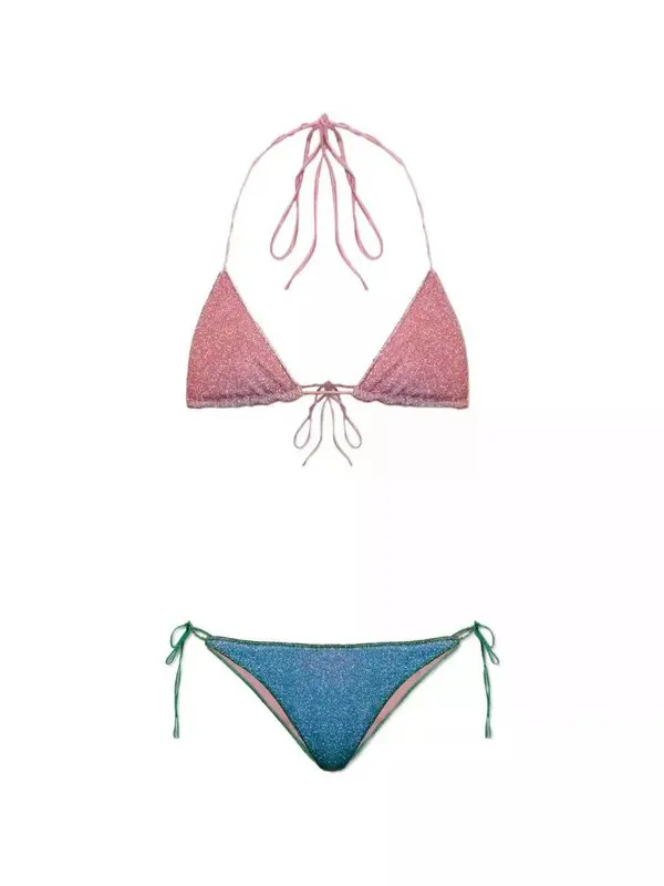 Oseree Lurex Triangle Bikini - Pink