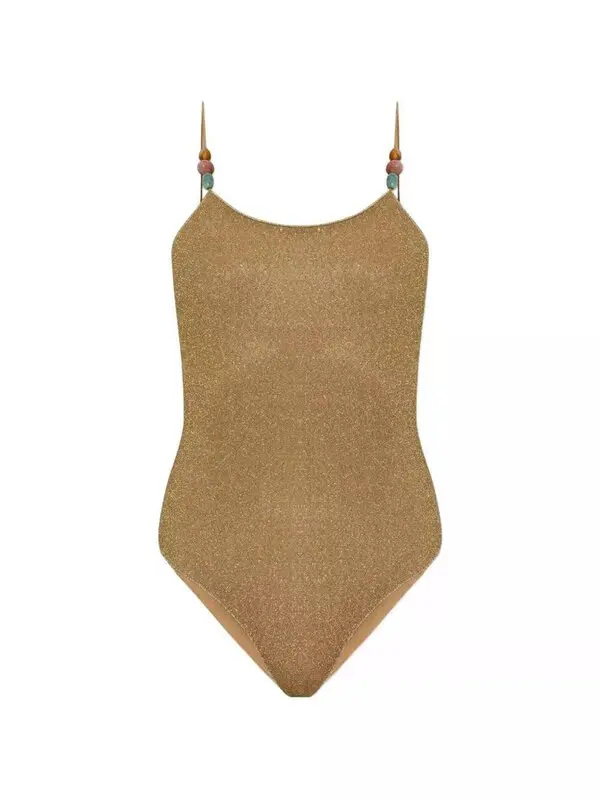 Oseree Embellished Lurex One-piece Swimsuit - Gold