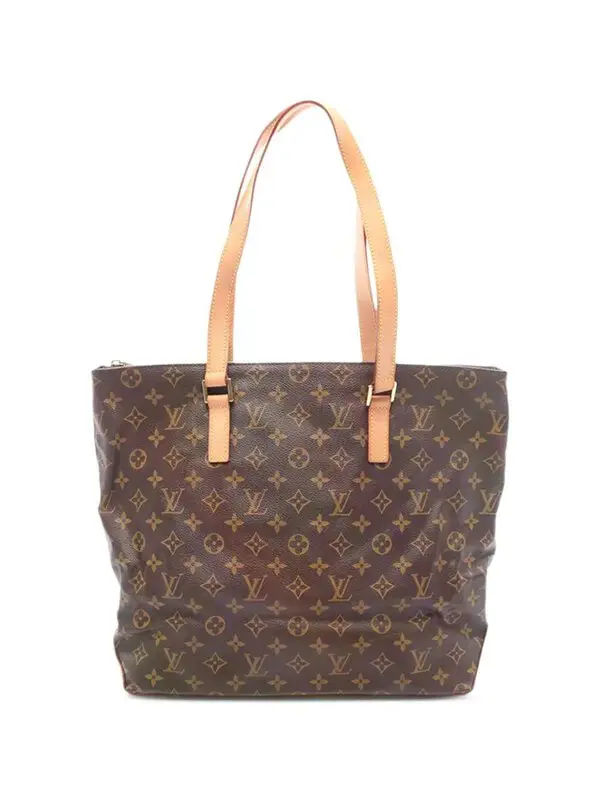 LOUIS VUITTON 2002 Monogram Cabas Mezzo Tote Bag - Brown