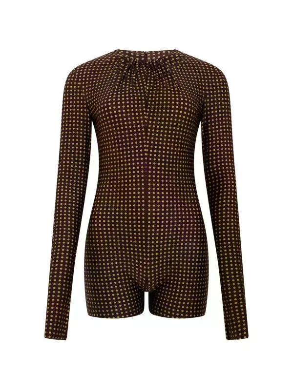 Philosophy Di Lorenzo Serafini Polka-dot Long-sleeve Jumpsuit - Brown