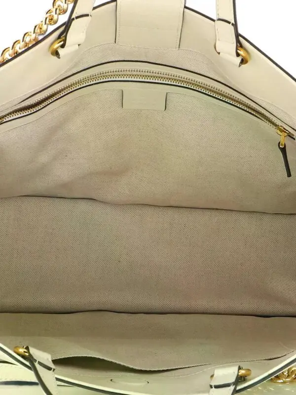 Gucci Horsebit 1955 Chain Leather Large Tote Bag - White