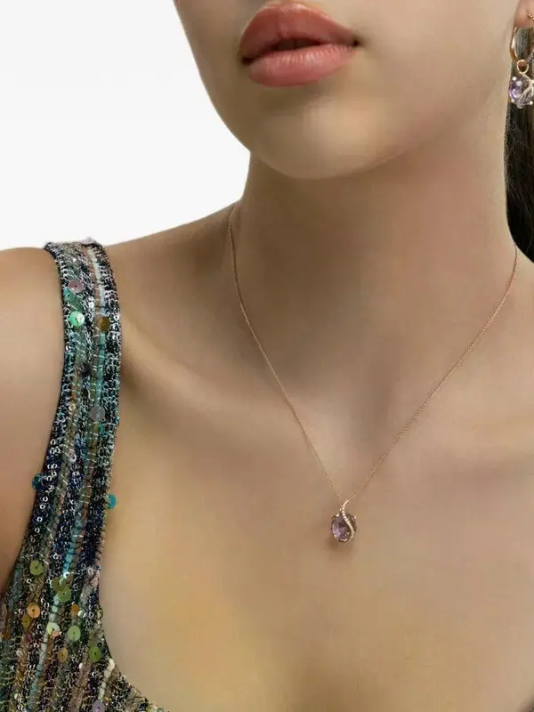LISA NIK Round De France Amethyst And Diamond Necklace - Pink