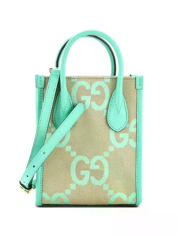 Gucci Vertical Tote Jumbo Gg Canvas Mini Crossbody Bag - Green